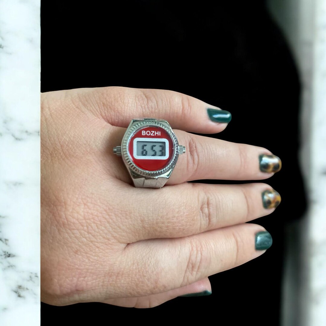BOZHI Digital Watch Ring - Unique LED Jewelry for Women, Stainless ...