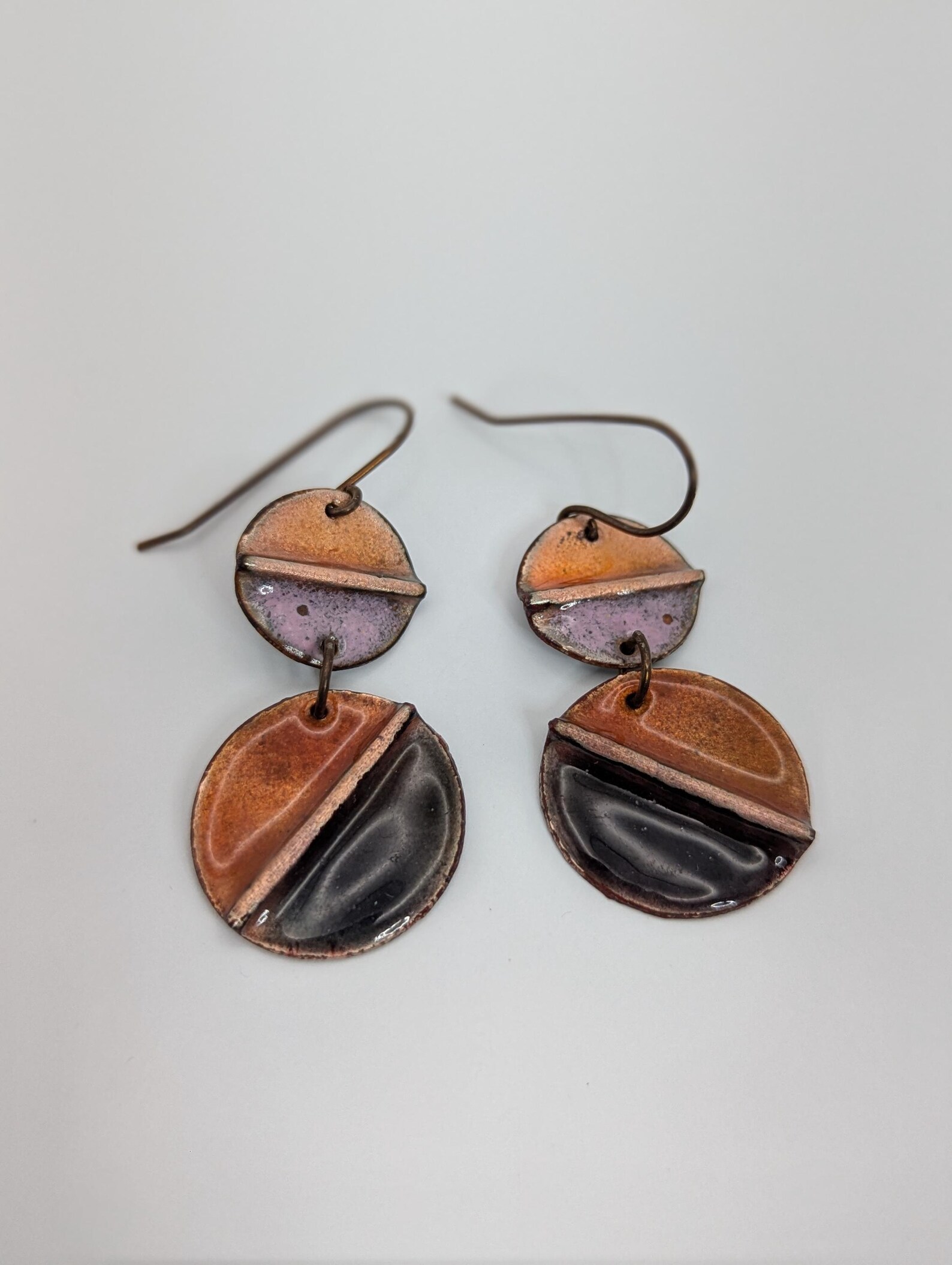 Fold Formed Copper and Enamel Drop Earrings With Niobium Ear Wires - Etsy