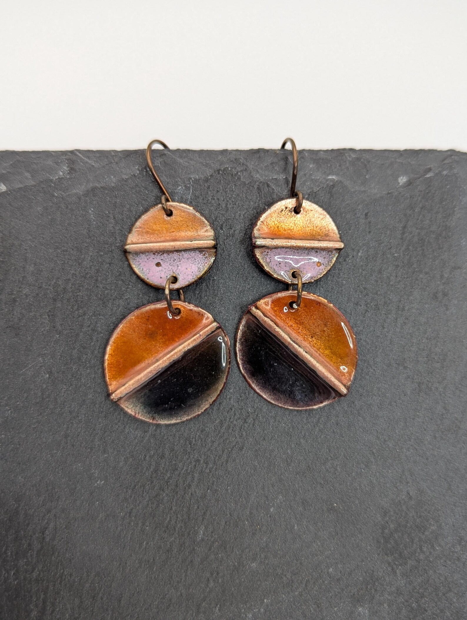 Fold Formed Copper and Enamel Drop Earrings With Niobium Ear Wires - Etsy