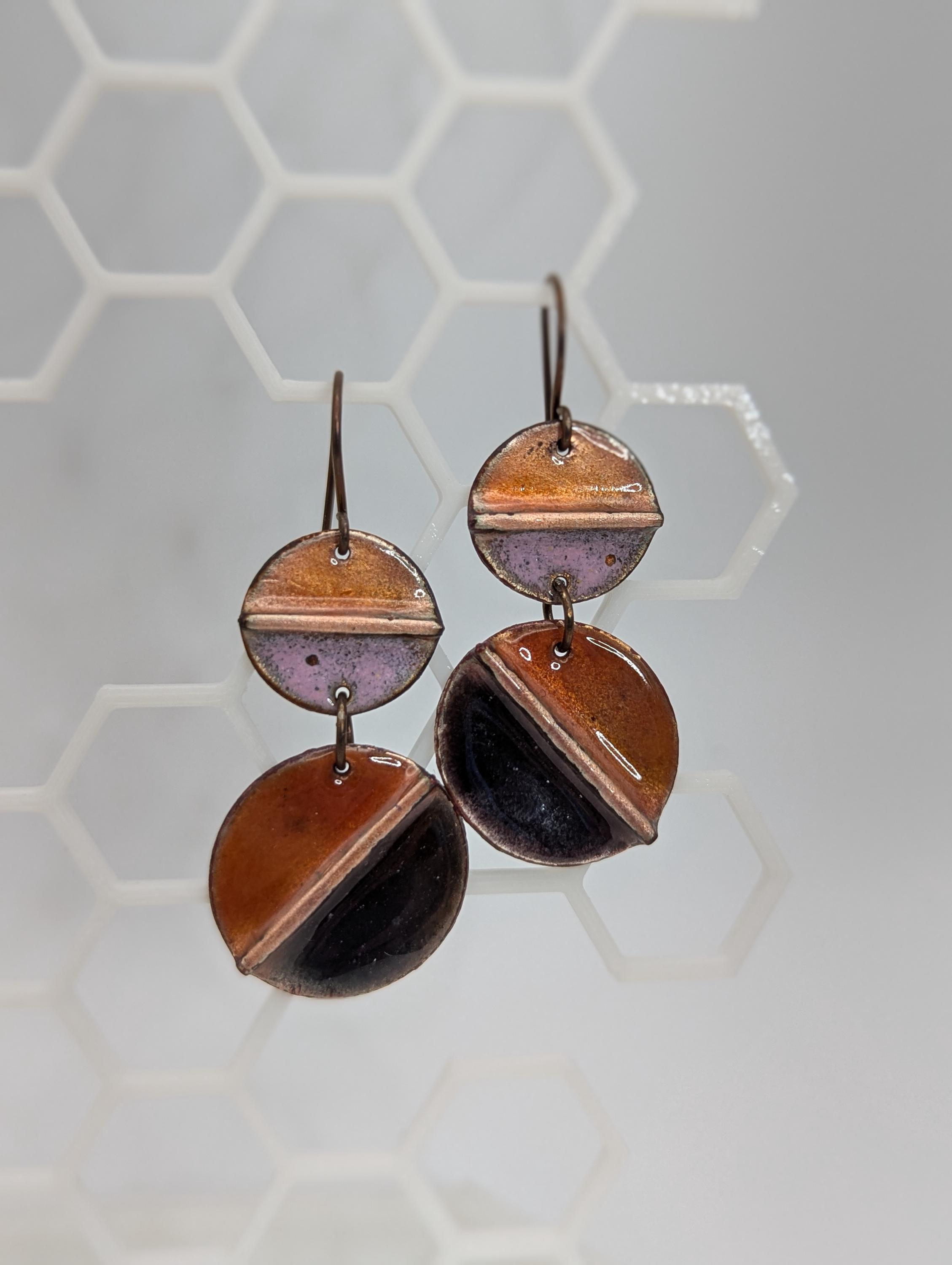 Fold Formed Copper and Enamel Drop Earrings With Niobium Ear Wires - Etsy