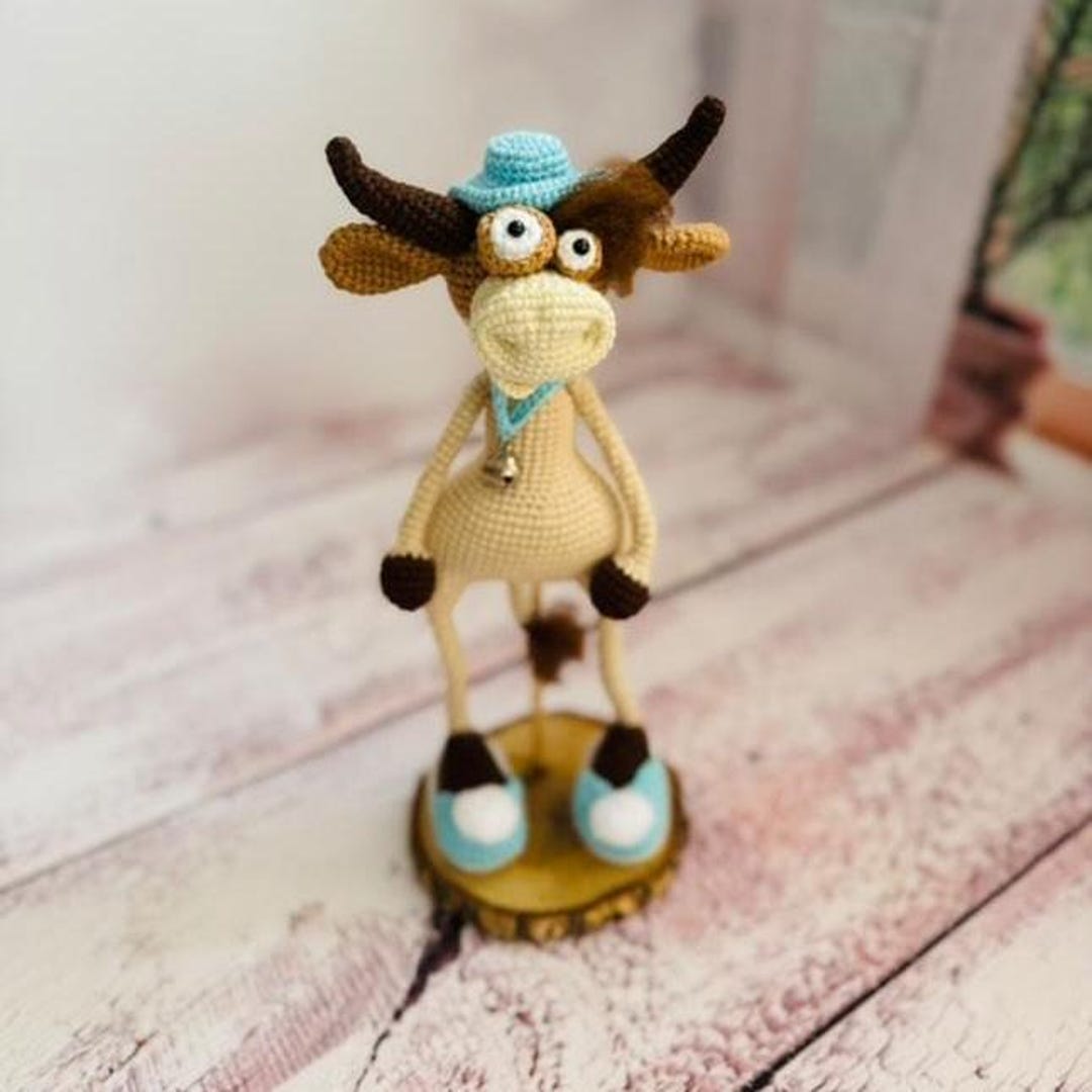 Confused Bull, Stuffed Animal Toy, Crochet Cow, - Etsy