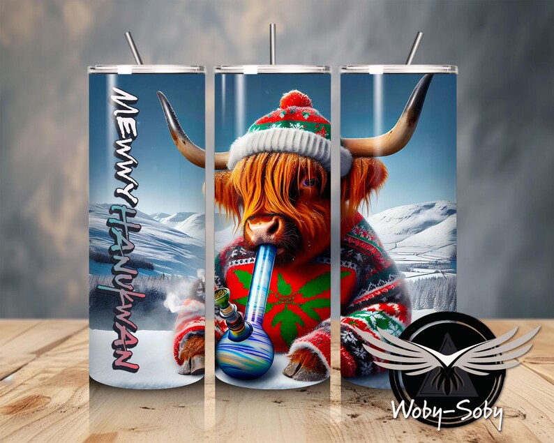 Mewwy Hanukwan A Highland Cow Snow Ripper 20 Oz Skinny Tumbler ...