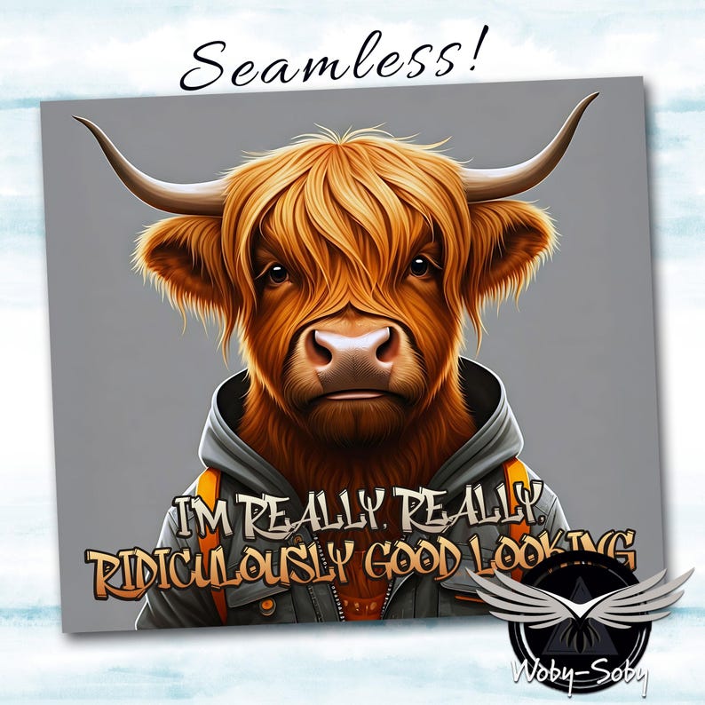 Hipster Highland Cow Tumbler Design – Funny PNG (digital Download) - Etsy