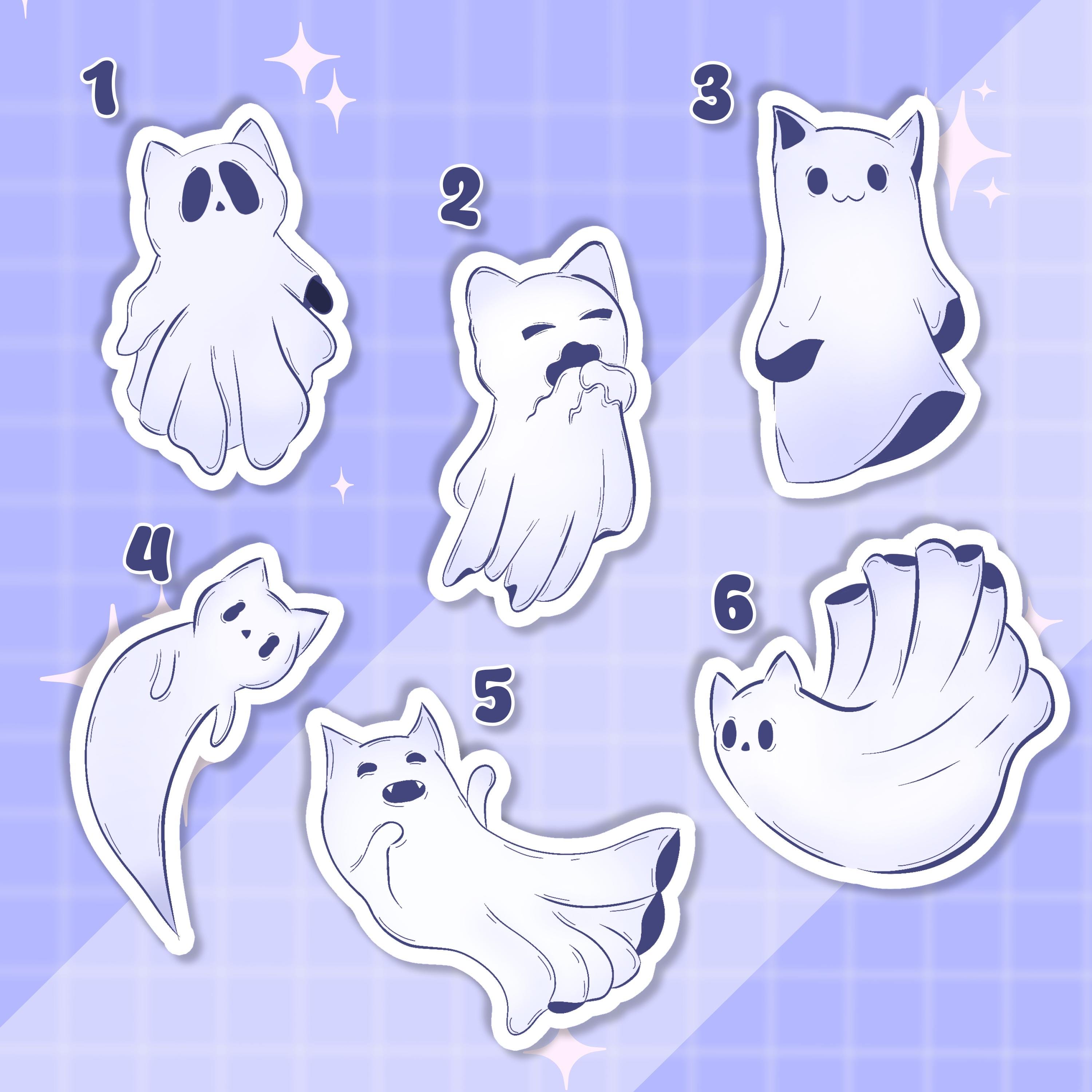 Ghost Kitty Sticker Set | Cute Pastel Goth Spooky Cats | Kawaii Ghost ...