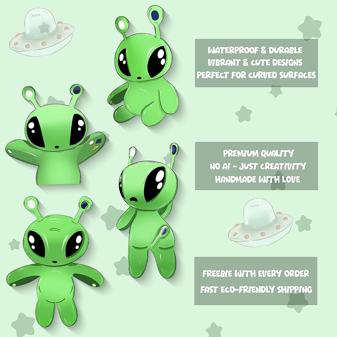 Aftonsparv Alien Stickers | Cute Ikea Plushie-inspired | Waterproof ...