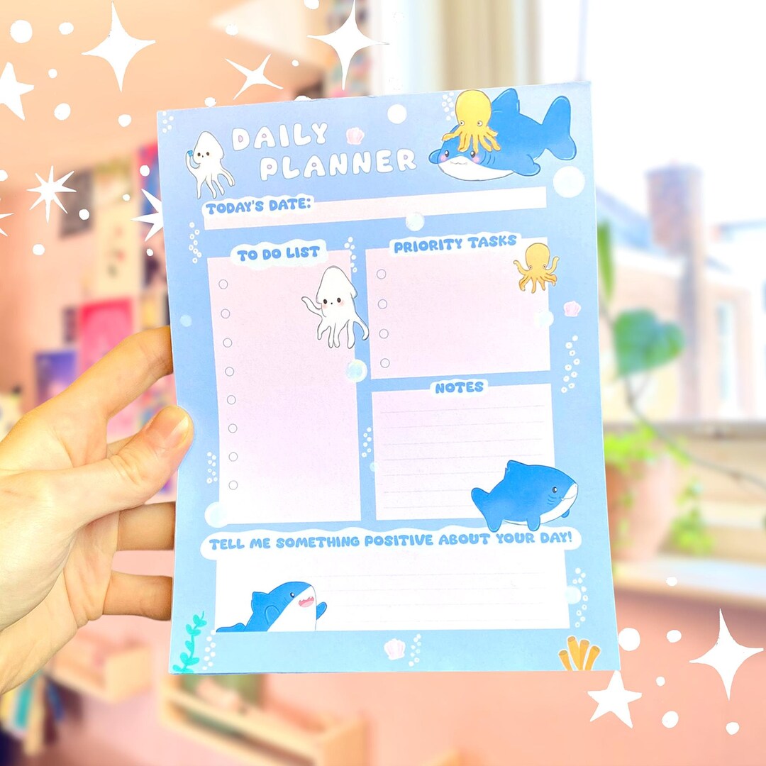 Shark Daily Planner Notepad Bubble Buddies Cute A6 Notepad To-do List ...