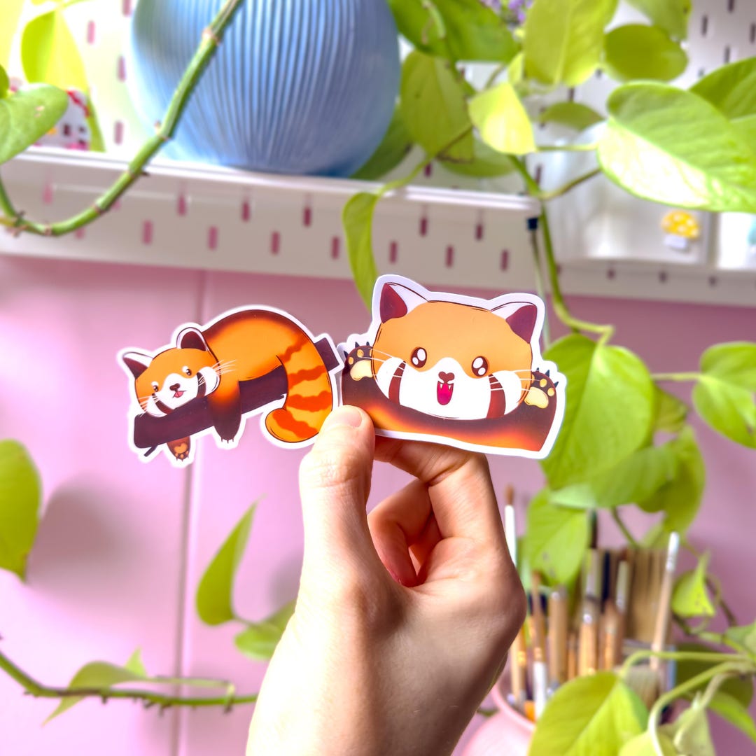 Cute Red Panda Sticker Pack | Kawaii Chibi Red Pandas | Happy & Lazy ...