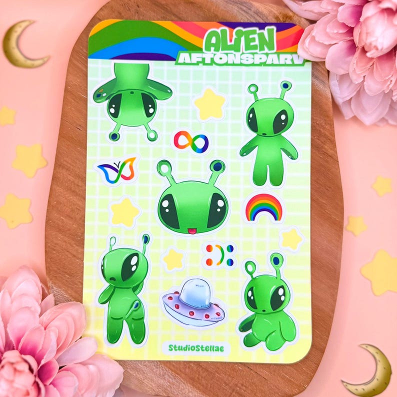 Alien Aftonsparv Sticker Sheet | Cute Neurodivergent Alien Sticker Set ...