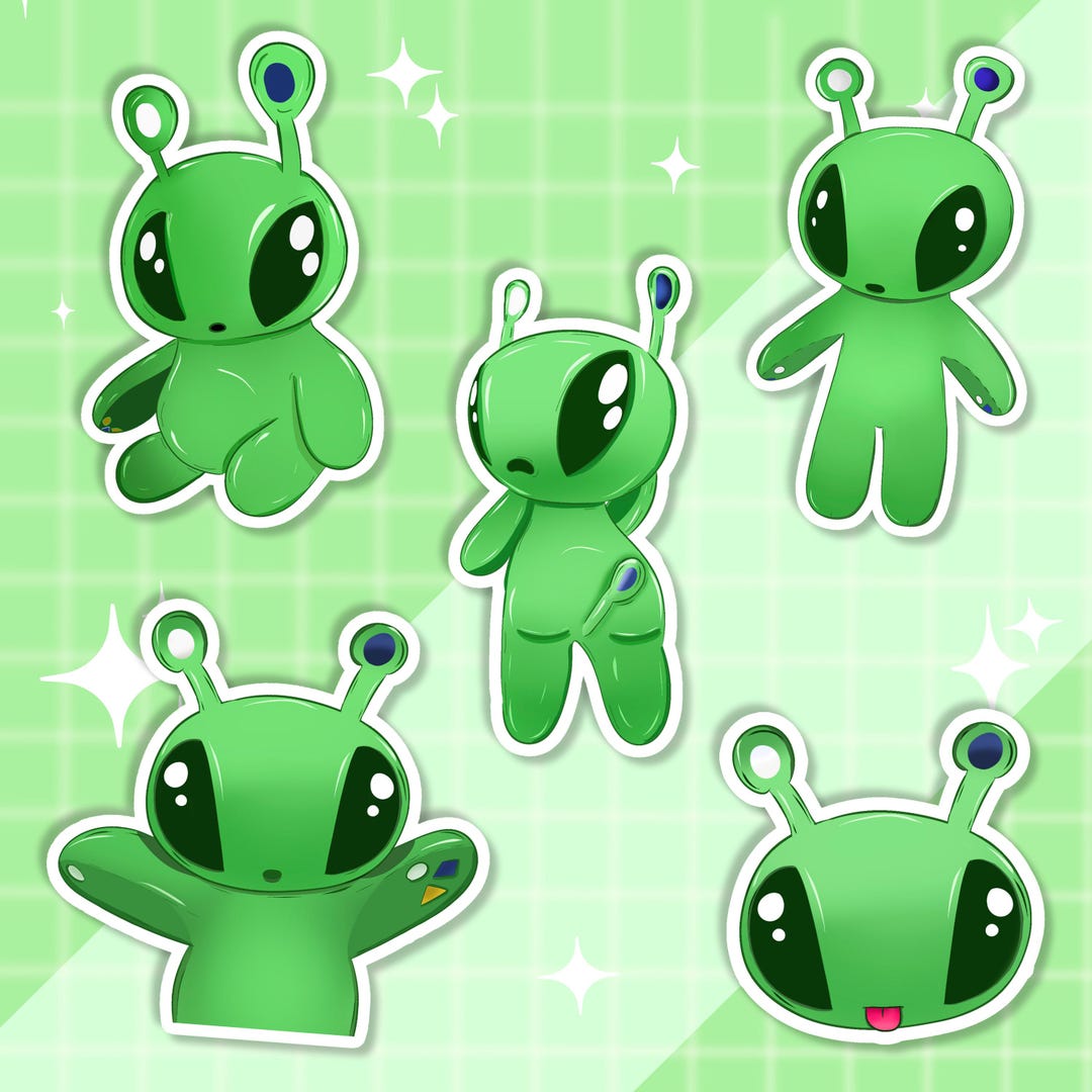 Aftonsparv Sticker Set | Fan Art Stickers | Kawaii Green Alien | Gnarp ...