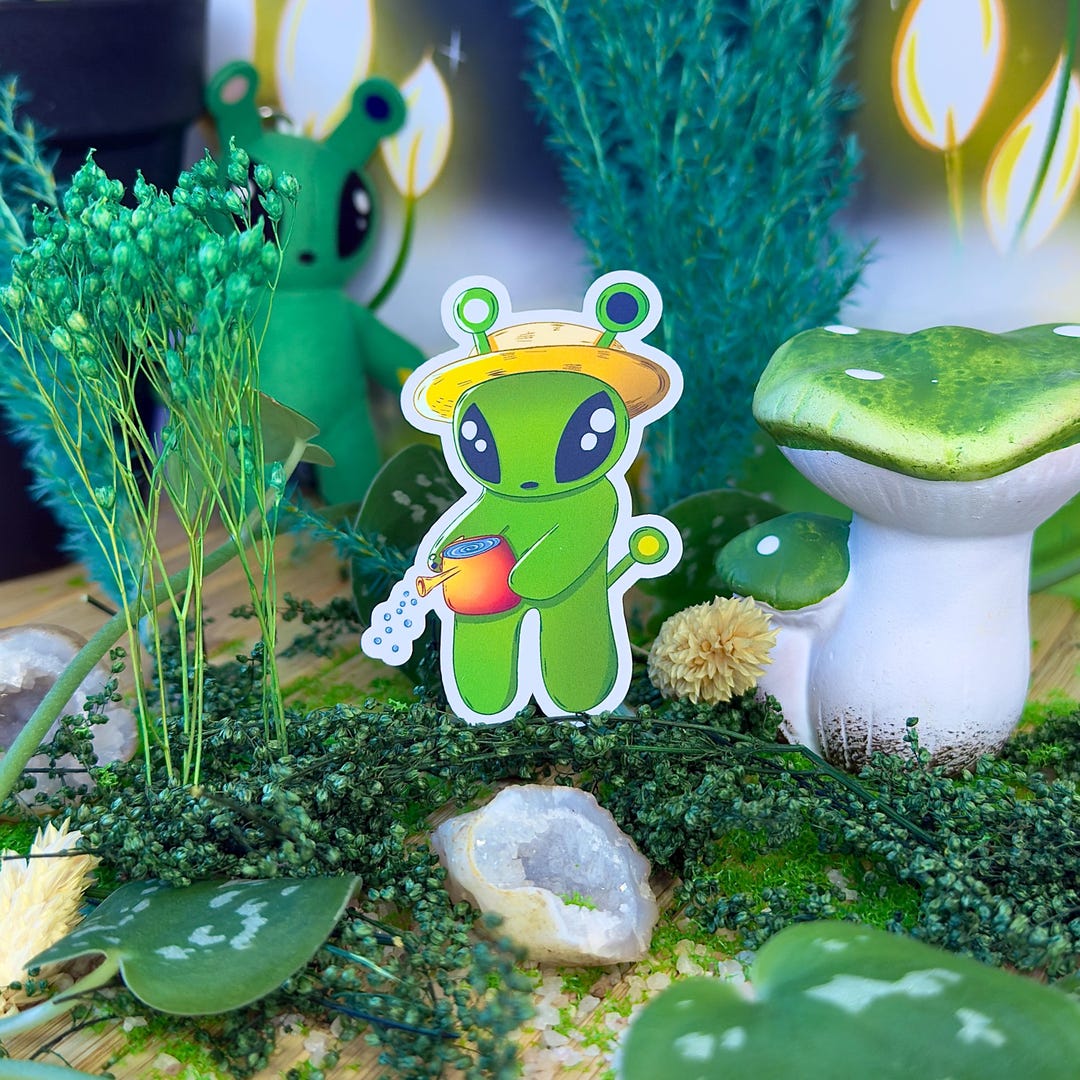 Aftonsparv Farmer Sticker | Chibi Ikea Alien Plushie Fan Art - Etsy