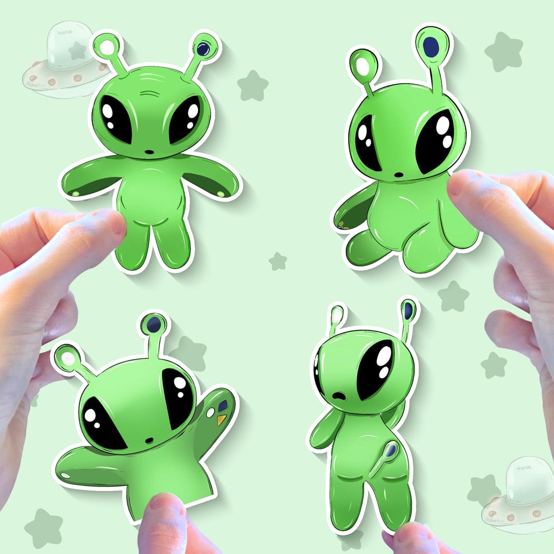 Aftonsparv Sticker Set | Fan Art Stickers | Kawaii Green Alien | Gnarp ...
