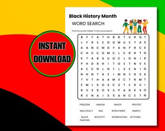 Black History Word Search Game, Black History Games, Black History ...