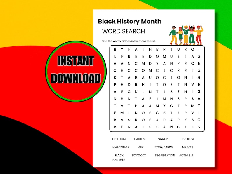Black History Word Search - Etsy
