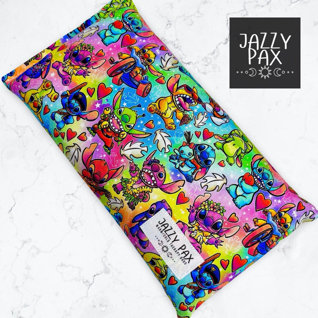Microwavable Flax Seed Heating Pad: Rainbow Stitch Print, Warm/cold ...