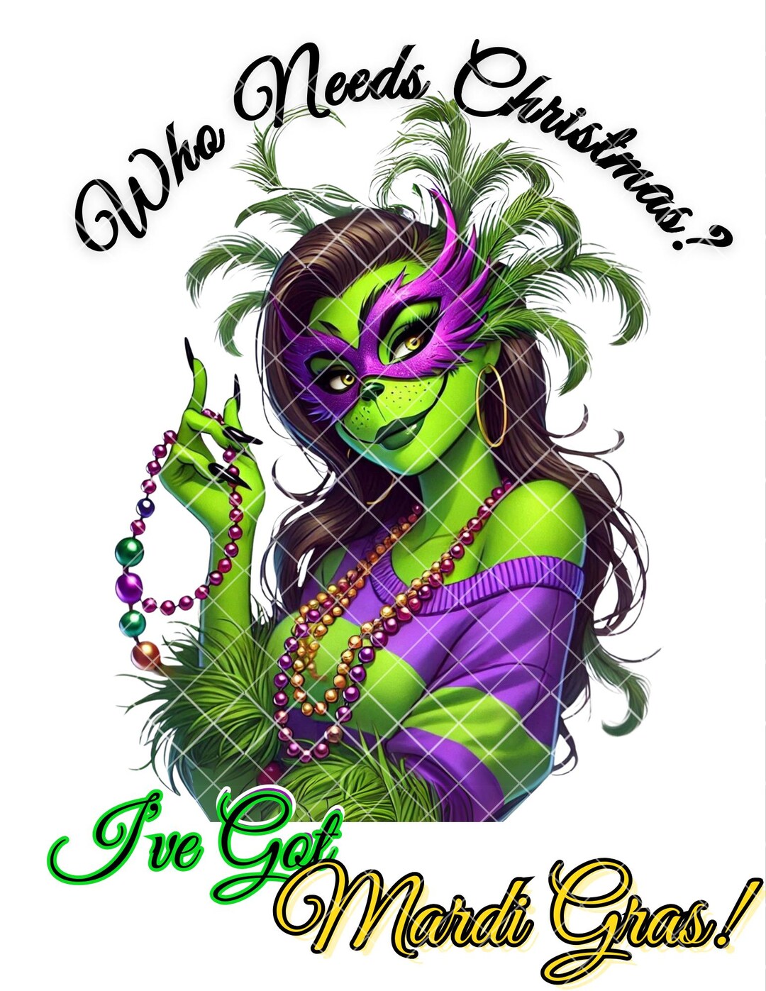 Mardi Gras Sassy Grinch PNG, Trendy Grinch SVG, Sublimation Designs ...