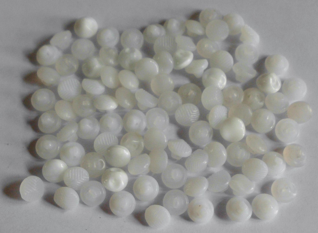 Vintage Czech Glass Buttons- Milk Glass- White- Lot of 100- Tiny ...