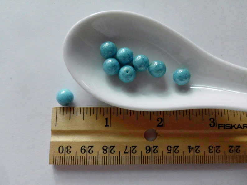 Czech Hubbell Glass Beads Vintage Turquoise Blue Set of 8 - Etsy