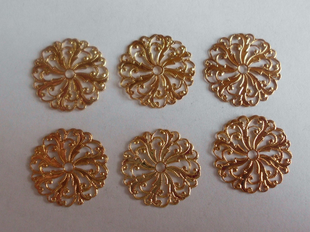 Vintage Component Filigree Gold Plated Brass Set of 6 Costume - Etsy