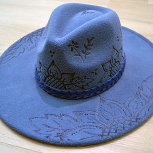 Burned Dusty Blue Wide Brim Hat - Etsy