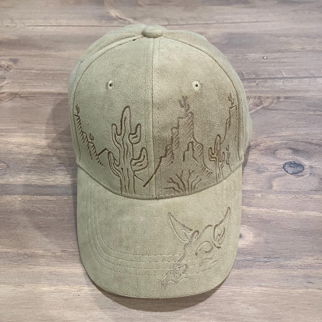 Hand Burned Vegan Suede Ball Cap With Southwestern Design - Etsy