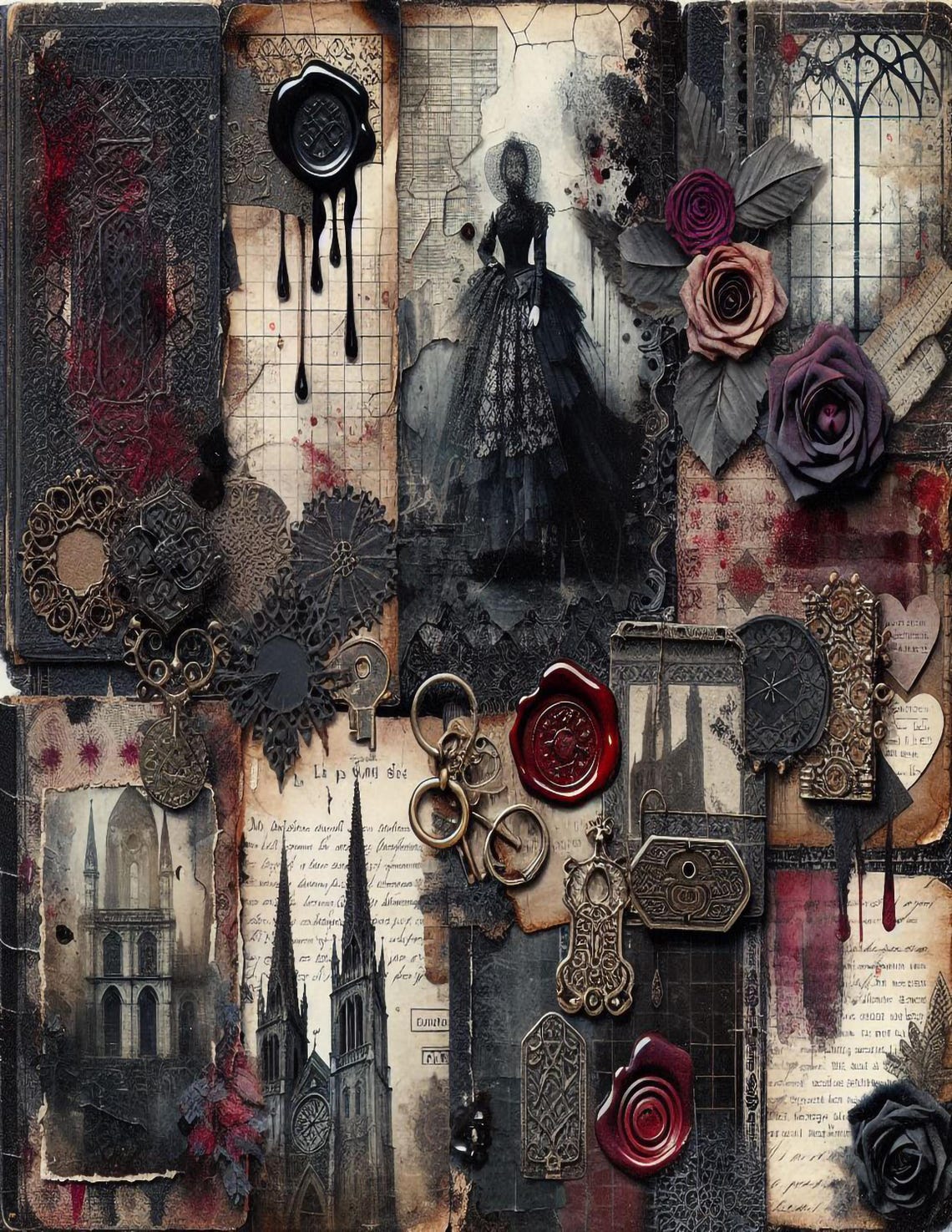 Gothic Grunge Journal Pages: Dark Ephemera Pack (digital Download) - Etsy