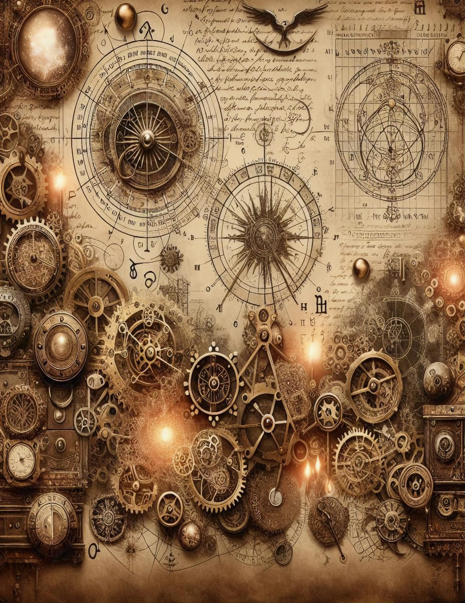 Vintage Steampunk Glowing Lights and Gems Junk Journal Antique Design ...