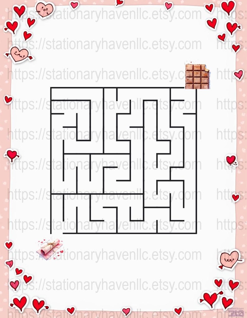20 Digital Valentine's Day Mazes, Heart Maze, Medium Difficulty Mazes ...