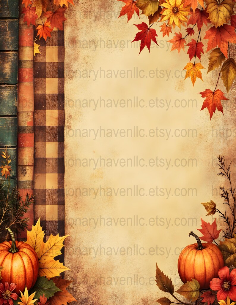 Autumn Leaves Junk Journal Pages: Floral Plaid Scrapbook Paper (digital ...
