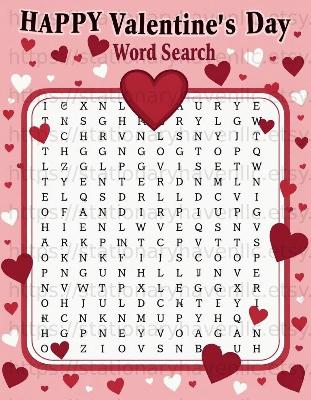Valentine's Day Word Search Puzzle, Printable Game (10 Page Printable ...