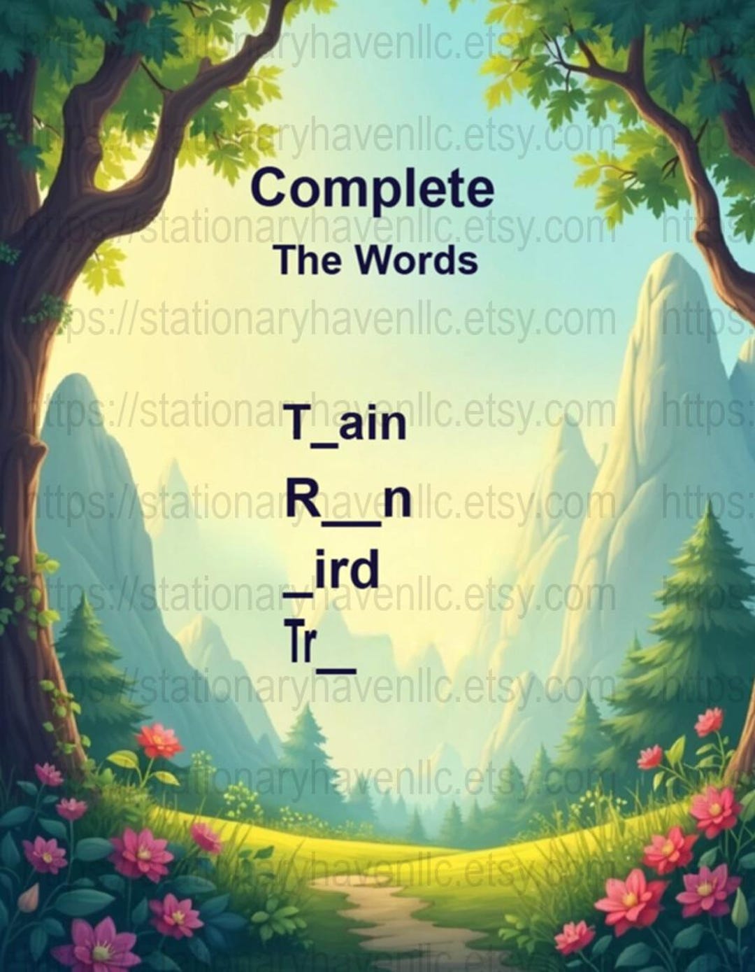 20 Complete the Word Game, Nature Scenery Vocabulary, Answer Key ...