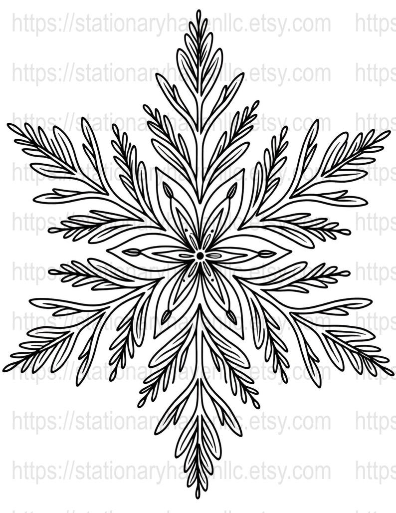 20 Digital Snowflake Coloring Pages, Winter Fun, Detailed Designs ...