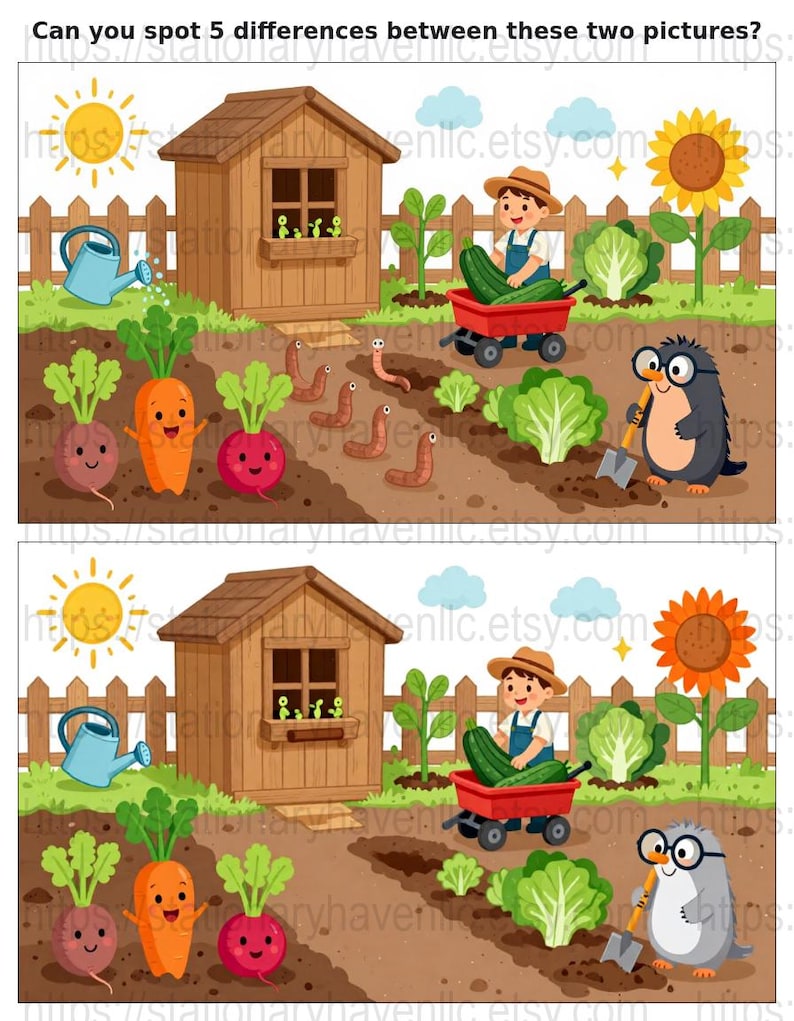 Spot the Difference Plants Game, Garden Theme Activity, 31 Pages With ...