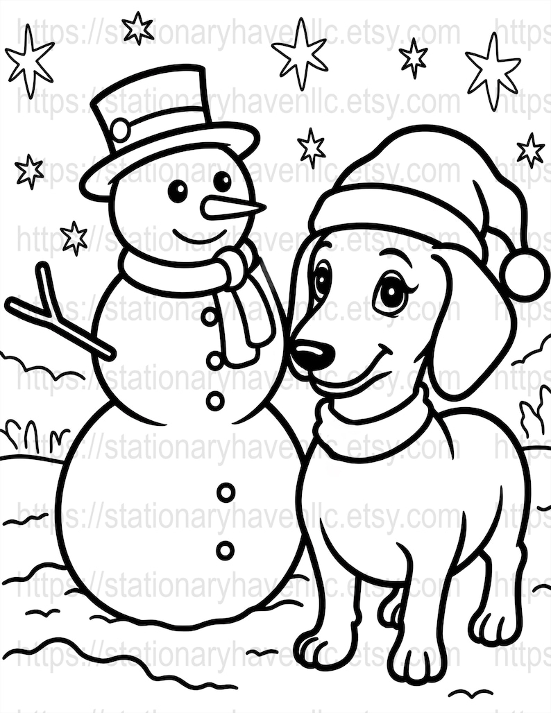 20 Christmas Dog Coloring Pages, Winter Animal Art, Holiday Pet ...