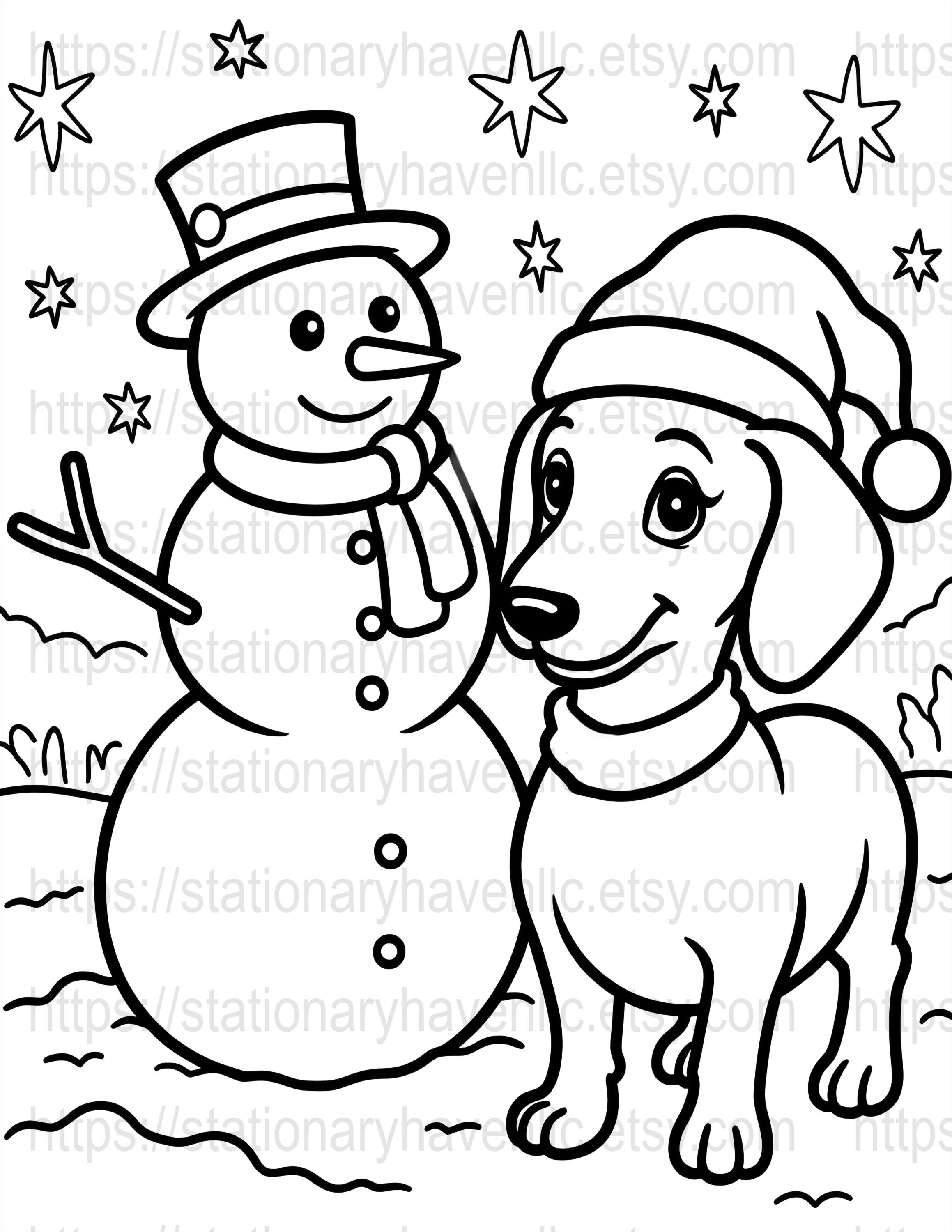 20 Christmas Dog Coloring Pages, Winter Animal Art, Holiday Pet ...