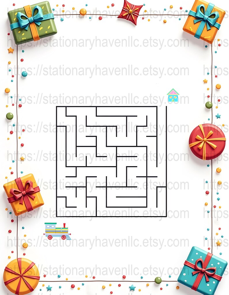 20 Medium Mazes With Gifts, Fun Puzzles for Kids, Printable Maze ...