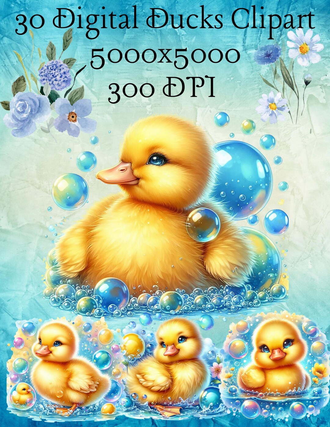 30 Digital Ducks Clipart - 5000x5000 High-resolution PNG - Cute Baby ...