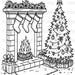 Christmas Fireplace Coloring Pages, Winter Holiday Activity (digital ...