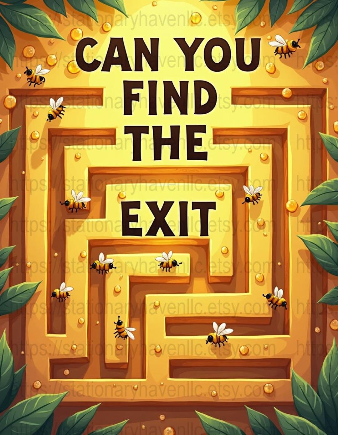 20 Easy Digital Mazes With Answer Key, Bee Maze Printable, Fun Activity ...