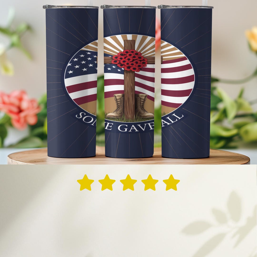 Memorial Cross Tumbler Wrap: Patriotic Military Tribute (digital ...