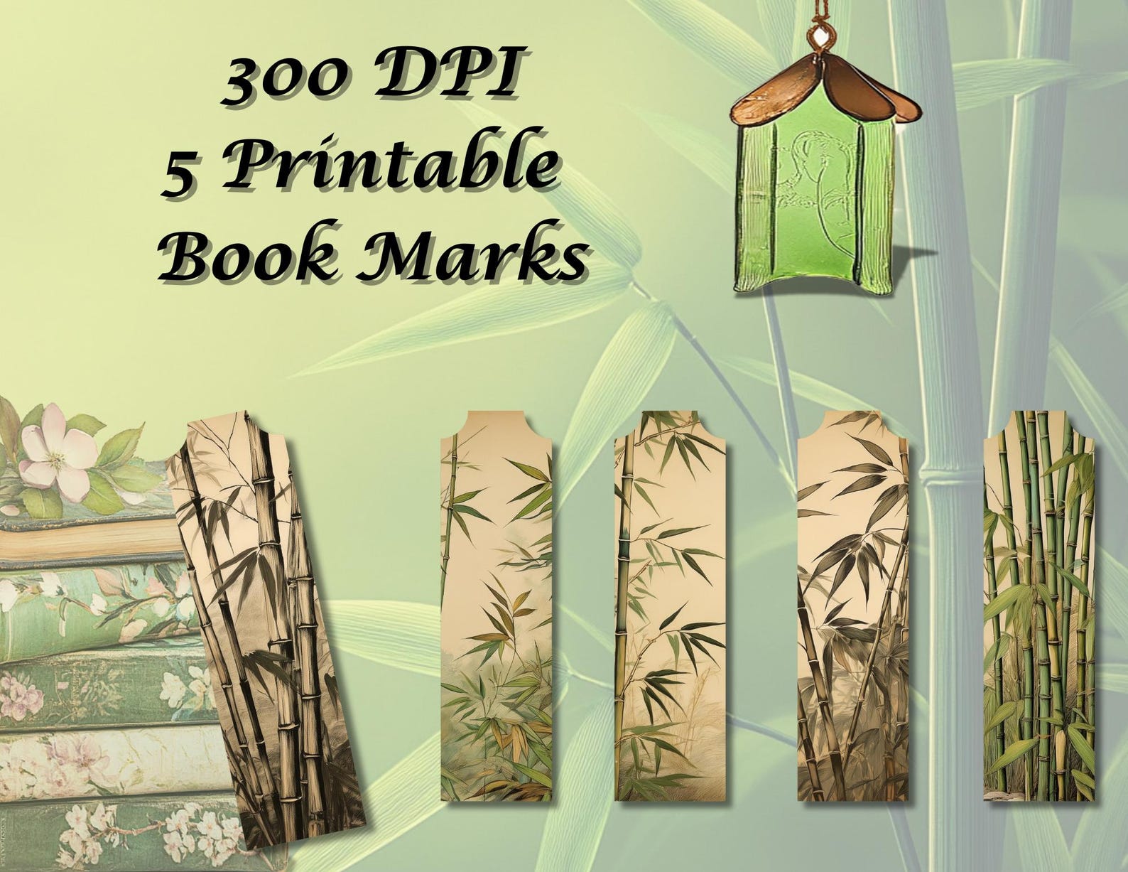 Printable Bamboo Bookmarks | 5 Digital 300 DPI Designs | Zen Nature ...