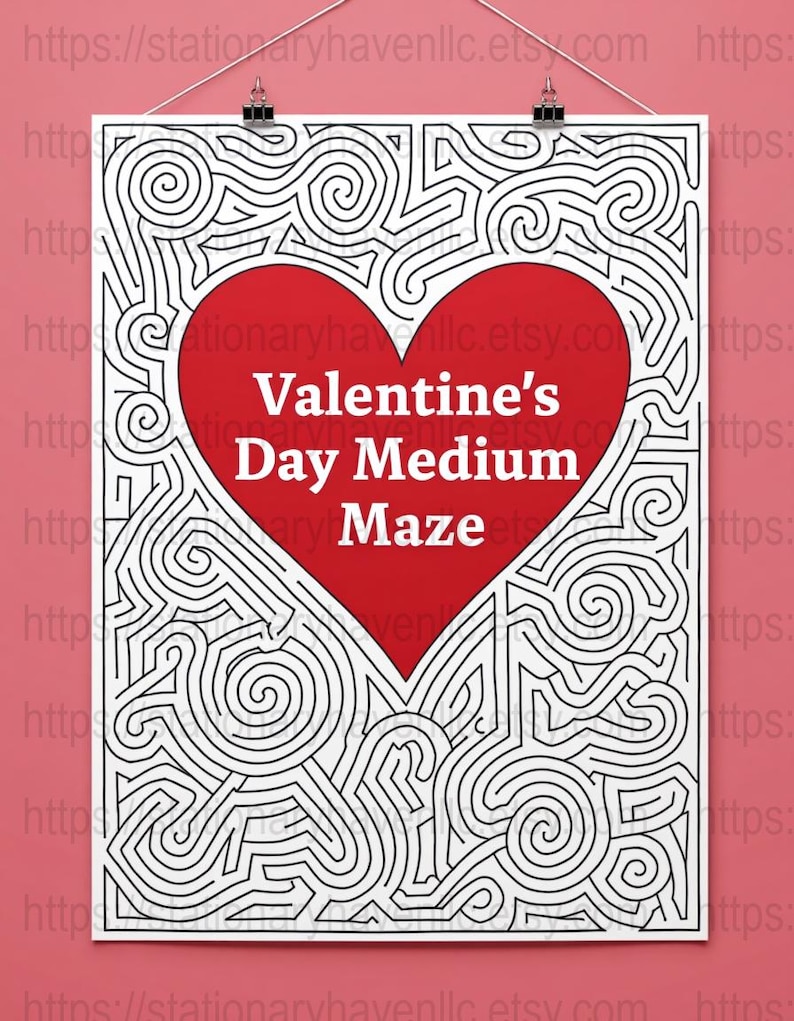 20 Digital Valentine's Day Mazes, Heart Maze, Medium Difficulty Mazes ...