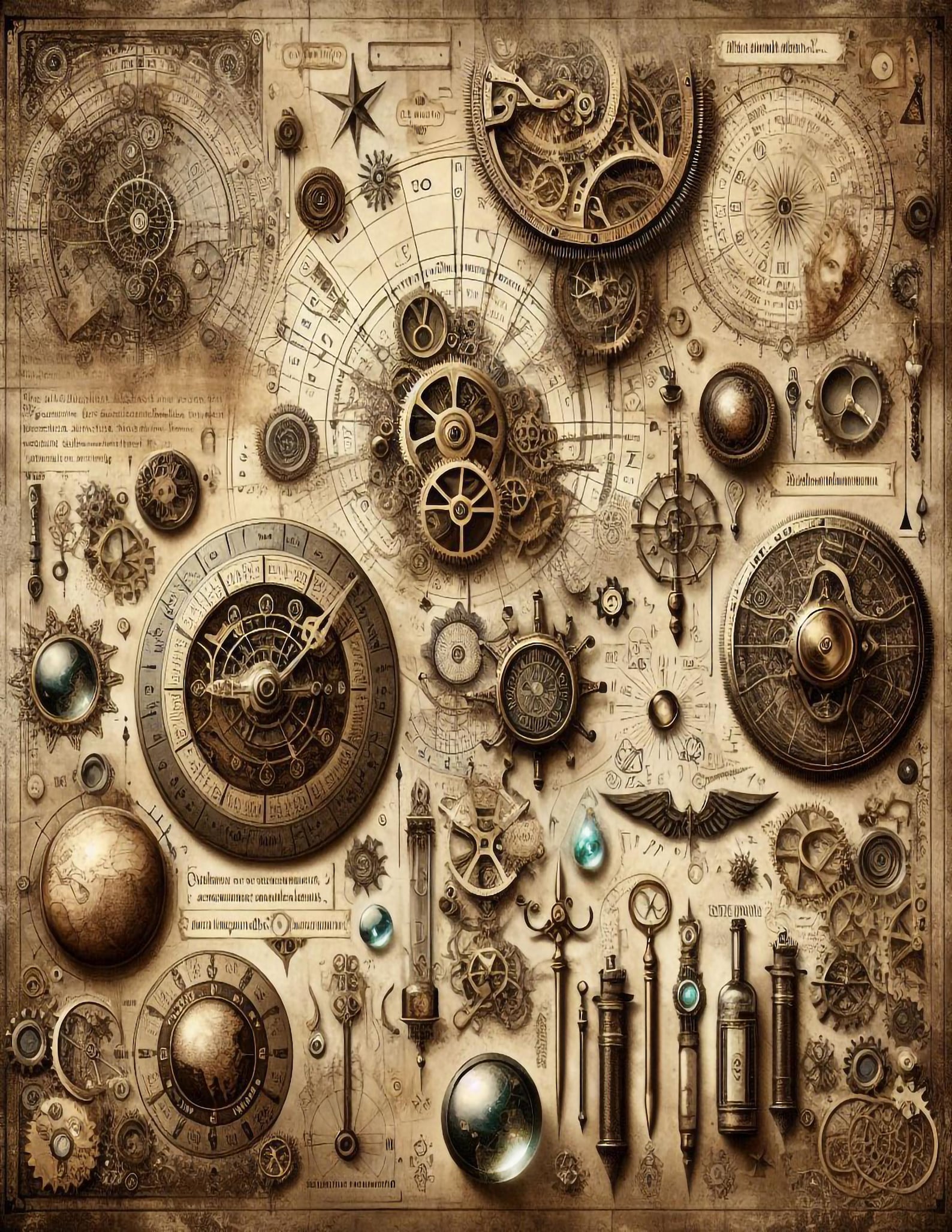 Vintage Steampunk Glowing Lights and Gems Junk Journal Antique Design ...