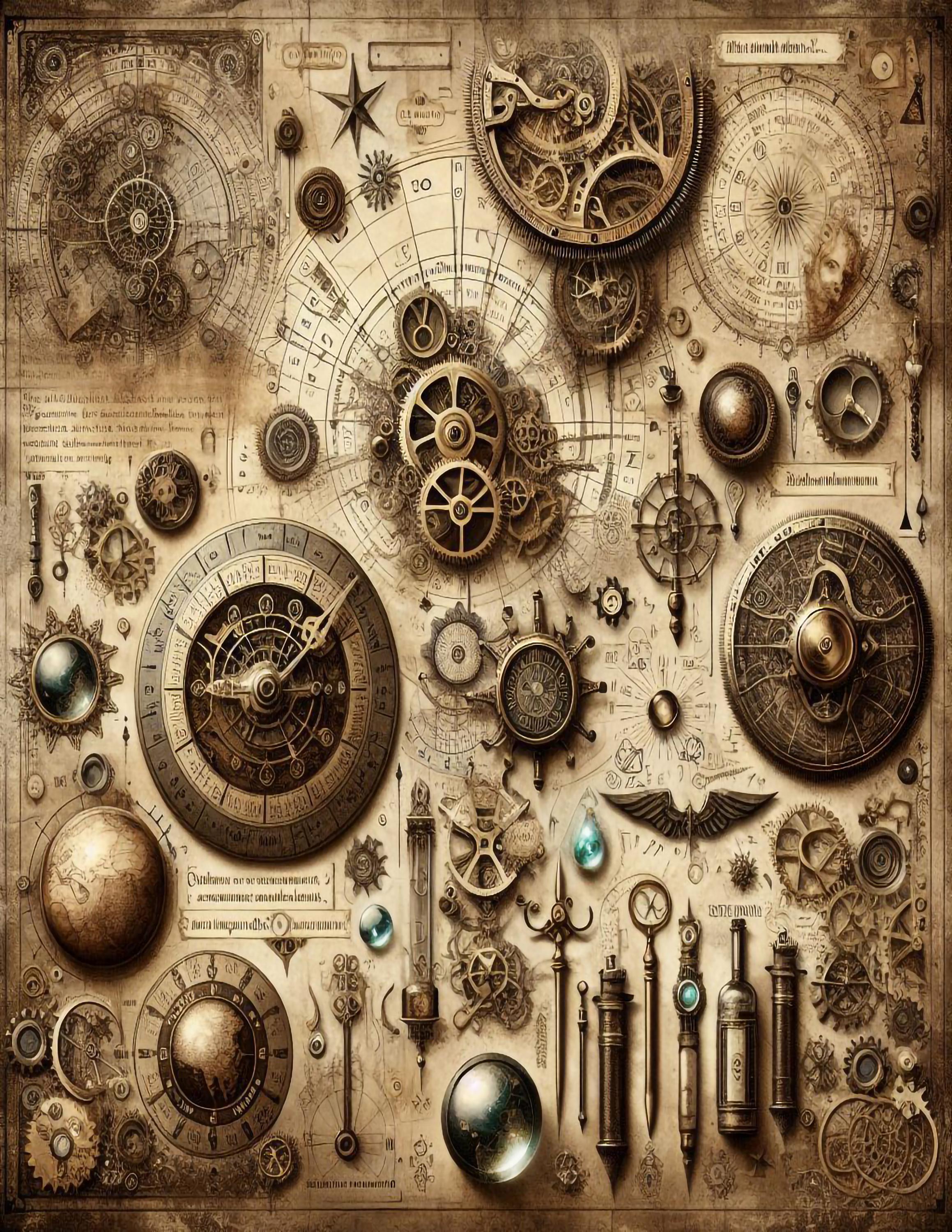 Vintage Steampunk Glowing Lights and Gems Junk Journal Antique Design ...