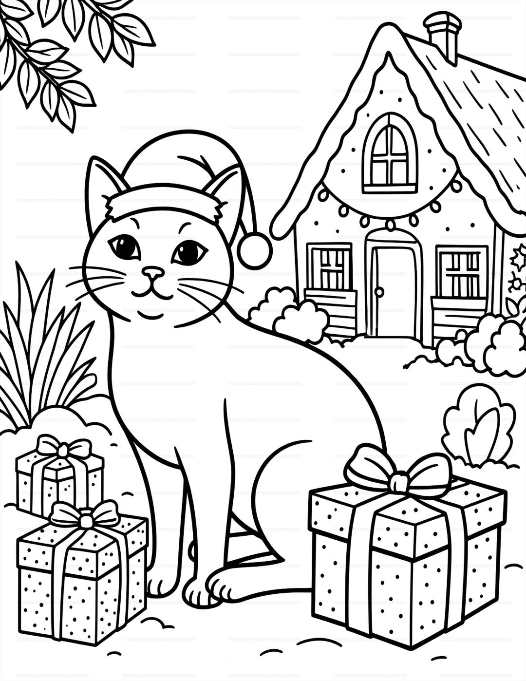 20 Winter Cat Coloring Pages, Printable Christmas Kitten Activity ...