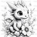 20 Cute Dragon Coloring Pages, Floral Fantasy Art, Printable Kids ...