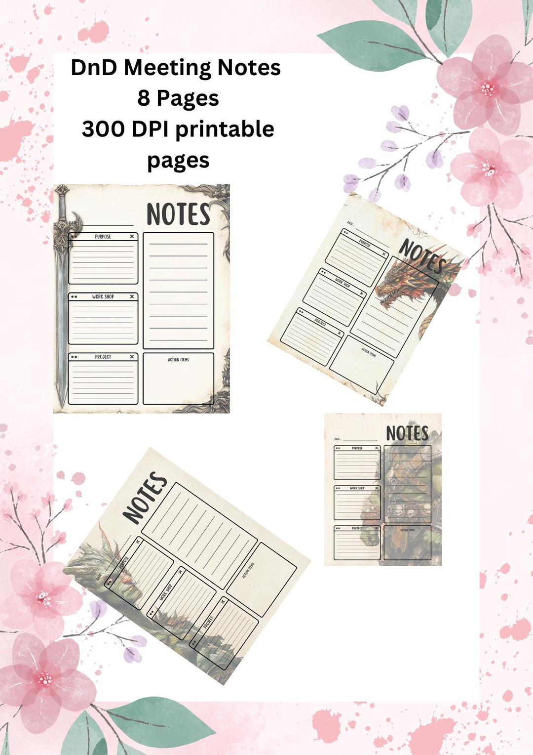 Dnd Meeting Notes Printable | 8 Pages RPG Session Planner | Digital ...