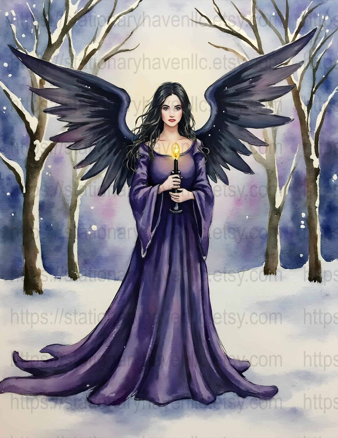 20 Gothic Christmas Angels Junk Journal Images, Dark Winter Angel ...