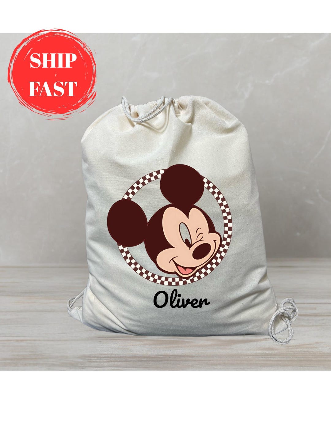 Custom Disney Drawstring Bag, Personalized Mickey Mouse Travel Sack - Etsy