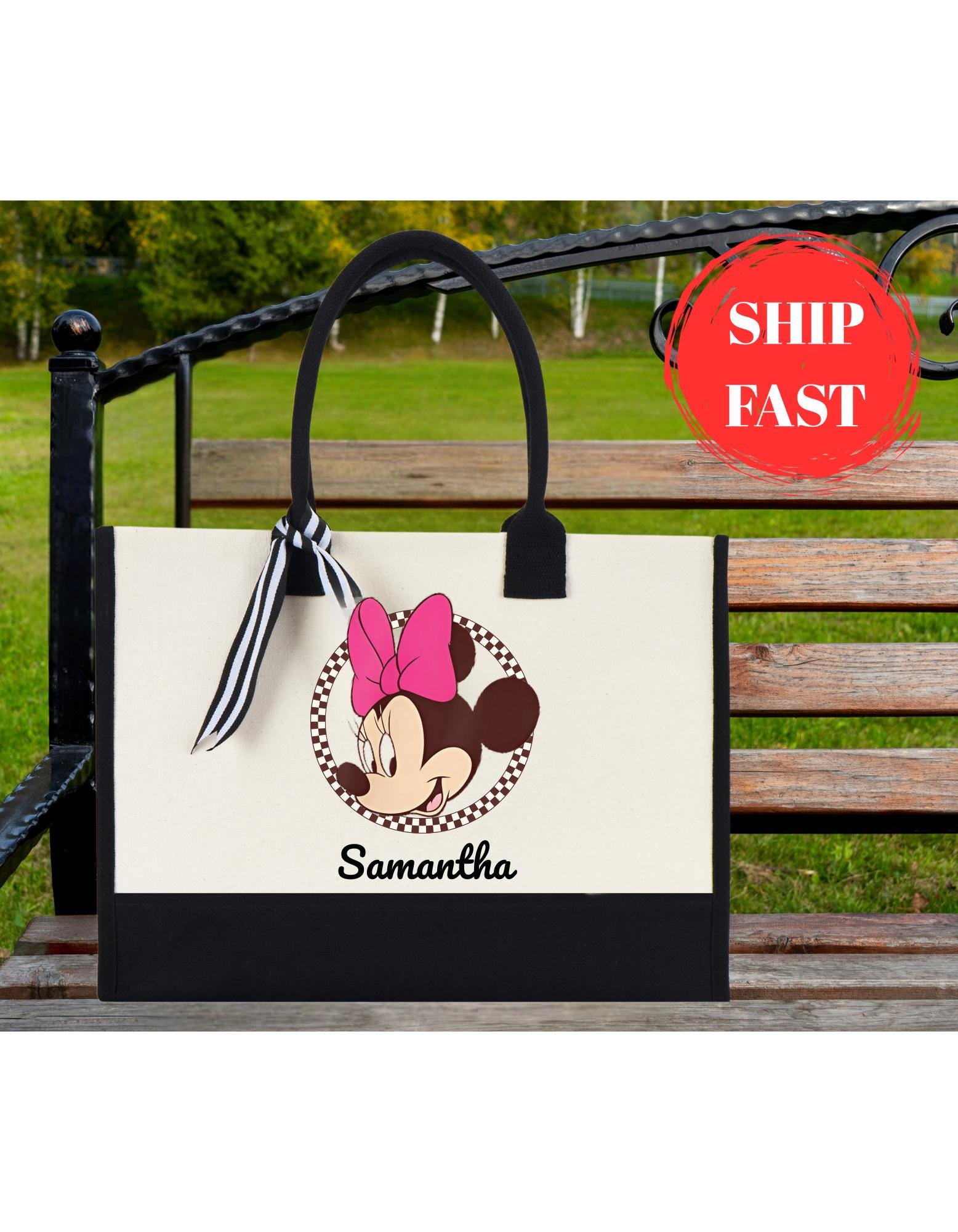 Custom Disney Characters Tote Bag, Personalized Name Travel Bag - Etsy