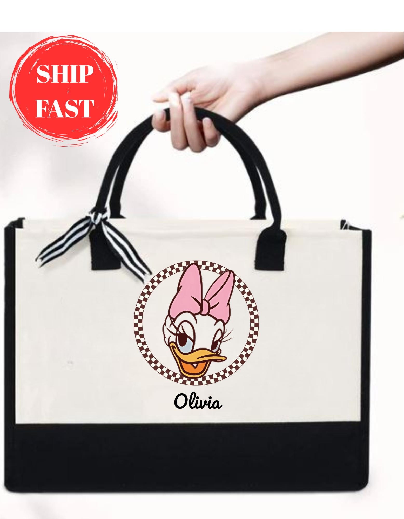 Custom Disney Characters Tote Bag, Personalized Name Travel Bag - Etsy